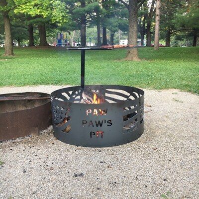 American Flag Steel Fire Pit Ring, Heavy Duty, Outdoor Campfire Ring ...