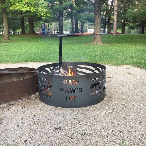 American Flag Steel Fire Pit Ring, Heavy Duty, Outdoor Campfire Ring ...