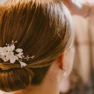 Clay Flowers and Glass Pearl Bridal Hair Vine Pearl Hair - Etsy