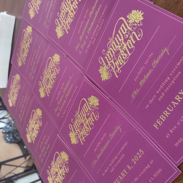 Foil Printed Invitations With Envelopes, Custom Foil Printing, 5x7 ...