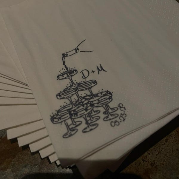 Custom Champagne Tower Cocktail Napkin | Wedding | Party | Bachelorette ...