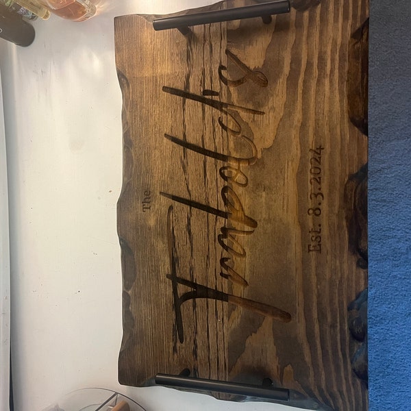 Walnut Oak Purple Heart Serving Tray With Handles Serving Board Modern Serving Tray - Etsy