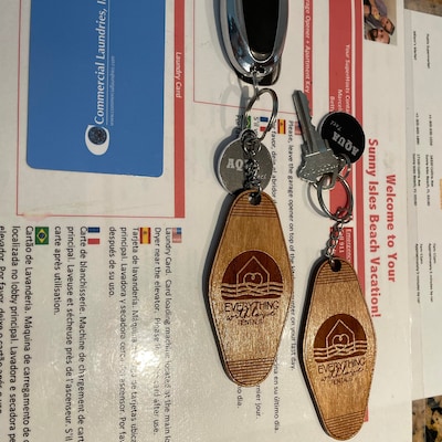 Hotel Keychain Cherry and Walnut Solid Wood, Cabin, Beach and Lake ...