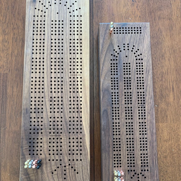 Cribbage Board, Handmade From Walnut, Continuous Three Track, 2 Piece ...