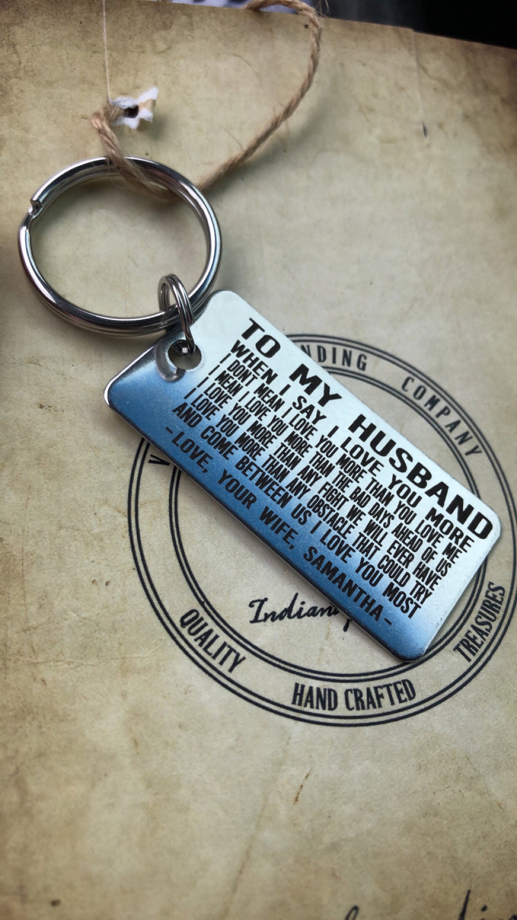 TO MY HUSBAND - Keychain- Customize Your Design - Handwriting Option ...