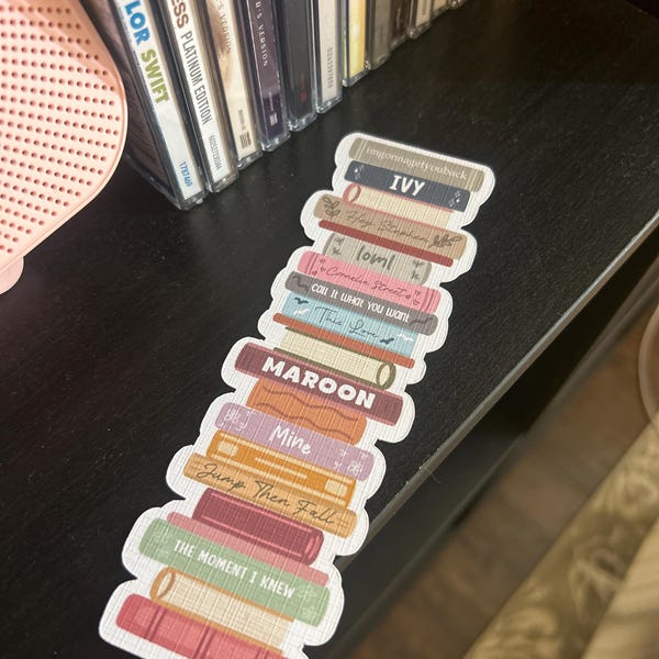 Tswift Personalised Album Songs Bookstack Linen Bookmark | Album ...
