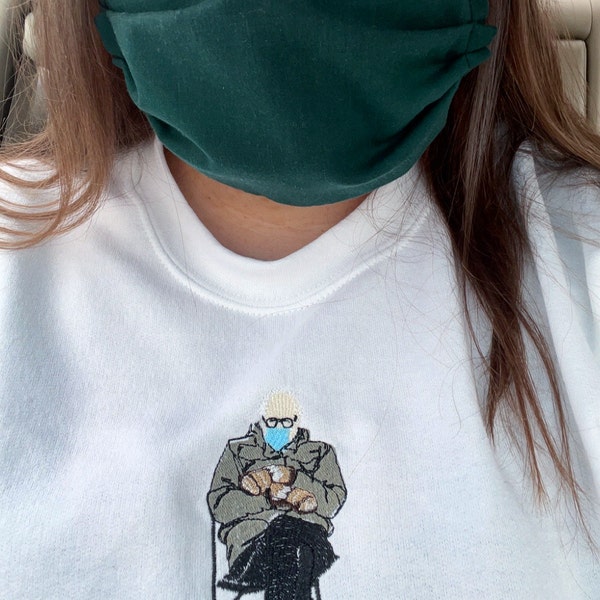 Embroidered Bernie Sanders Inauguration 2021 Sweatshirt | Grey Bernie ...