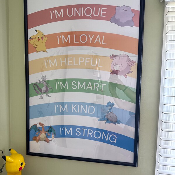 Pokemon Affirmation Poster Printable, Positive Kids Room Decor, Pokemon ...
