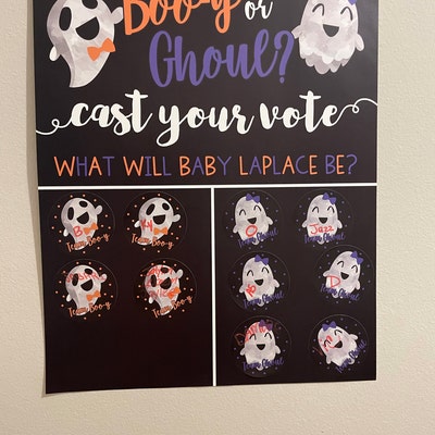 Ghost Gender Voting Sign, Halloween Reveal, Booy or Ghoul Gender Reveal ...