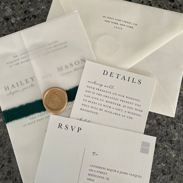 Champagne Pink and Ivory Wedding Invitation Suite With Monogram Wax ...