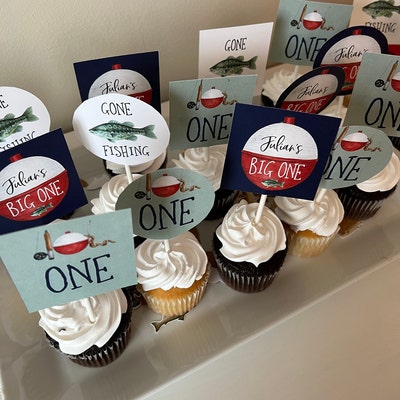 Fishing Cupcake Toppers, the Big One Cake Topper Printable, O-fish-aly ...