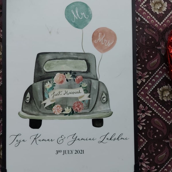 Wedding Car Personalised Printable, Editable Download, Wedding Gift ...