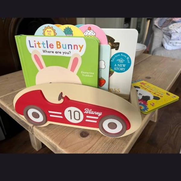 Personalized Retro Race Car Bookshelf, 3D Printed Toy Storage, Nursery ...
