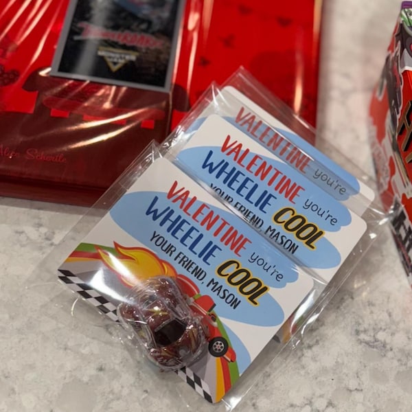 Valentines Day Race Cars Bags and Card Kit Wheelie Cool Race Car ...