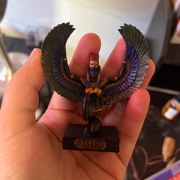 Vintage Isis Mini Statue - Small Hand-painted Ancient Egyptian Goddess ...