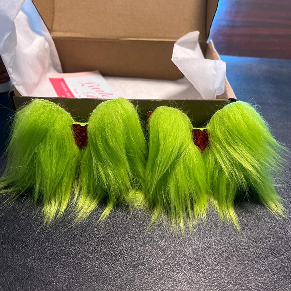 Grinch Hair Bow, Grinch Bow, Grinch Costume Accessory, Grinch Fur Bow ...