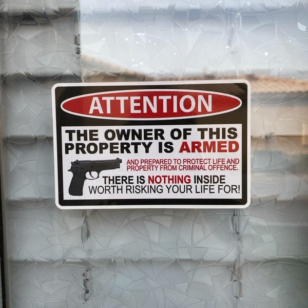 2X Second Amendment Defense Stickers 5x3.5 Inch Property Owner is Armed ...