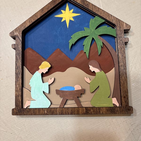 Nativity Scene 3D Layered SVG V1 | Religious Scene | Christmas Digital ...
