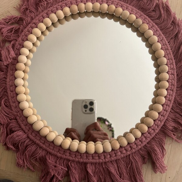 Natural Jute Mirror,round Large Boho Wall Mirror, Handmade Bohemian ...