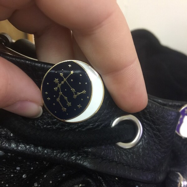 Zodiac Enamel Pin Constellation Moon Star Sign Capricorn Aquarius ...