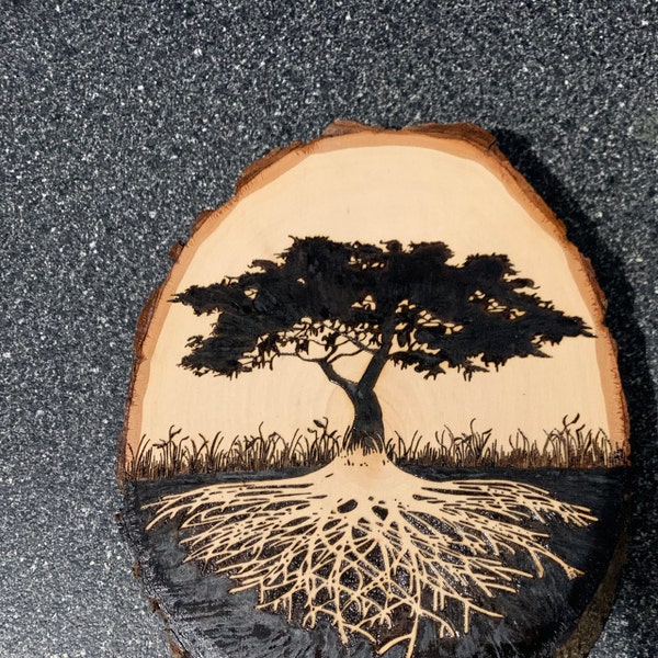 Wood Burned Tree of Life | Pyrography | Wall Art | Gift | Live Edge ...
