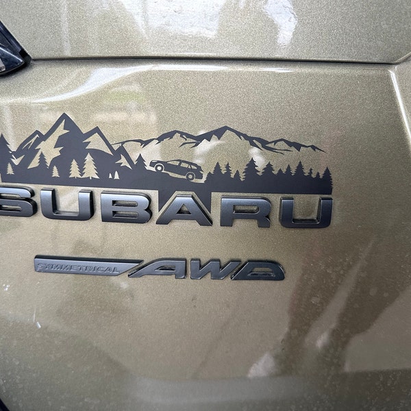 Subaru Logo Decal. Mountain and Evergreen Tree Themed. Outback and ...