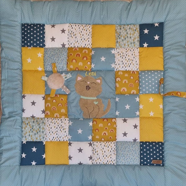 Baby blanket, quilt, Patchworkdecke, Krabbeldecke, Kinderdecke Affe und Löwe SOFORT LIEFERBAR ...