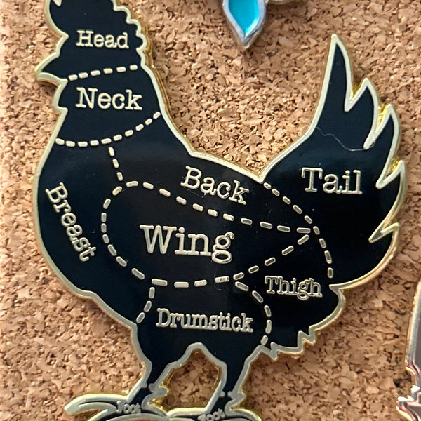 Gold Chicken Butcher Cuts Diagram Hard Enamel Lapel Pin - Etsy