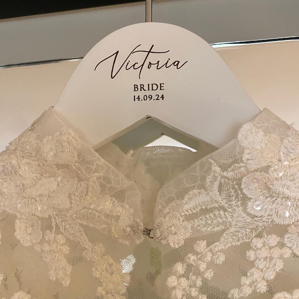 Engraved Hangers for Wedding, Personalised White Coat Hanger for Bride ...