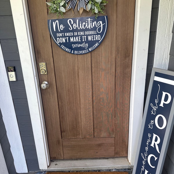Front Door Decor | No Soliciting Sign | Year Round Wreath | Funny Front ...