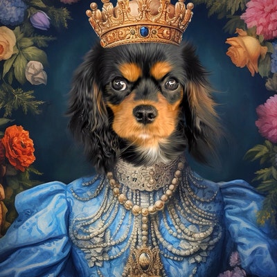Custom Two Dog Portrait, Royal Dog Painting, Pet Lovers Gift, Royal ...