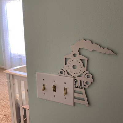 Train Door Corner, Boys Room Train Art, Train Nursery Art, Wood Train ...
