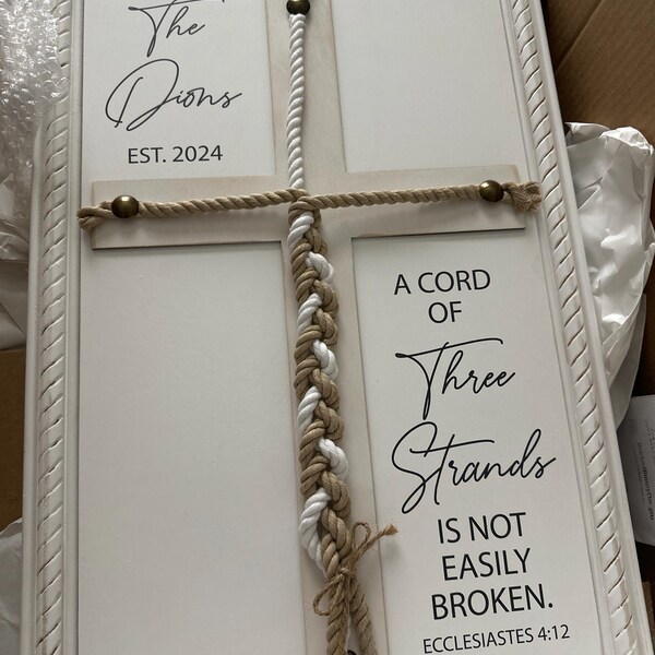 A Cord of Three Strands, Unity Wedding Sign, Rope Cross Unity Sign ...