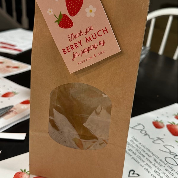 Strawberry Favor Tags - Printable Berry First 1st Birthday Party Favour ...