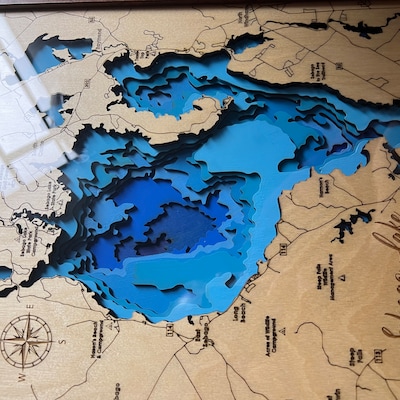 Digital File DXF, AI, SVG Custom Map Wood Bathymetric Map , Custom Wood ...