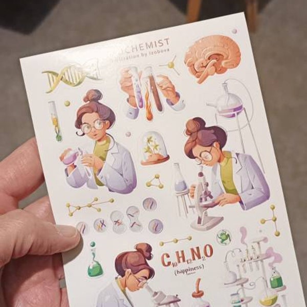 Sticker Sheet Biochemist, Chemistry Stickers Pack, Chemist or Chemistry ...