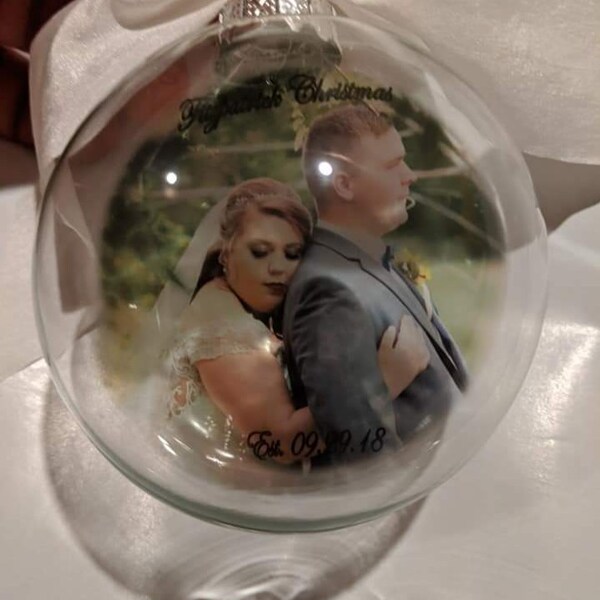 Our First Christmas Photo Ornament Globe, Round Glass Ornament With ...