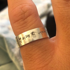 Children Artwork Ring Personalized Kid Drawing Ring in Sterling Silver ...