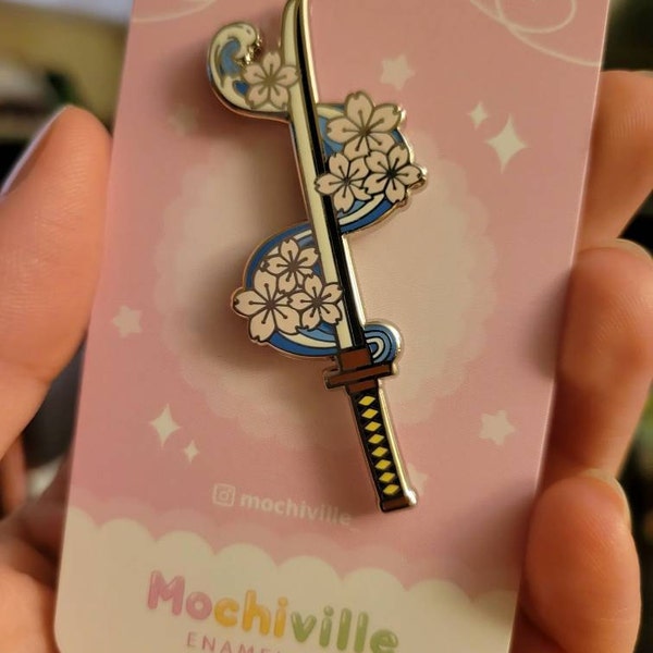 Flowing Sakura Katana Enamel Pin | Large Pin | Hard Enamel Pin | RPG ...