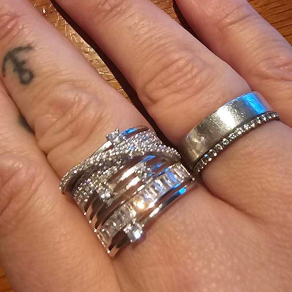 Sterling Silver Adjustable Multi-stone Ring-spiral Ring-elegant Ring ...