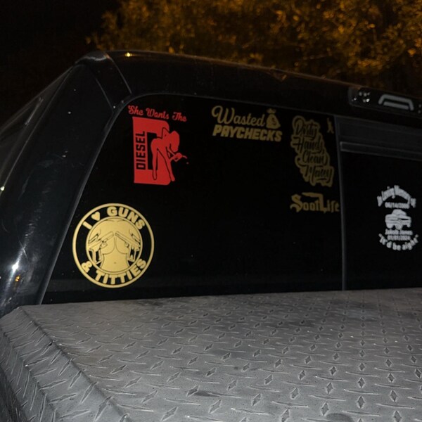 Wasted Paychecks Car Decal Art Bumper Sticker Decor Truck Window ...