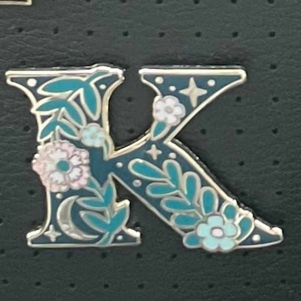 Botanical Letter Enamel Pin - Personalize With Your Initial or Monogram ...