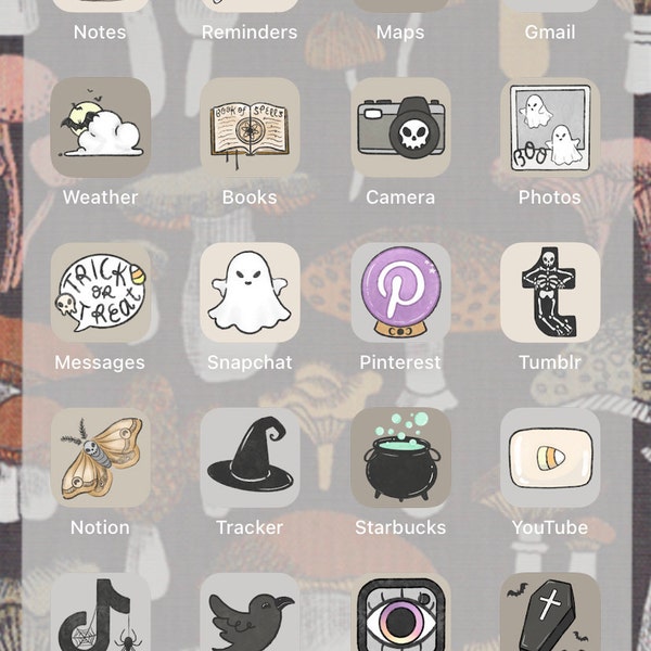 35+ HALLOWEEN Aesthetic App Icon Pack Hand Drawn Ios 14 15 - Etsy