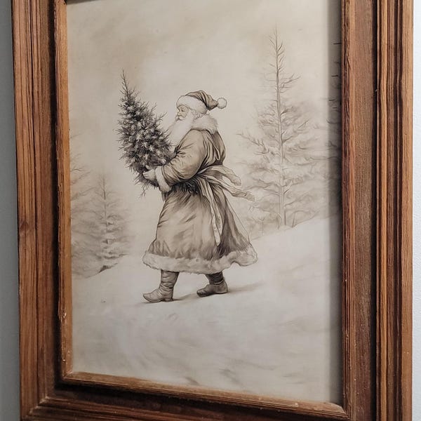 Vintage Christmas Santa Print, Christmas Decor, Printable Wall Art ...