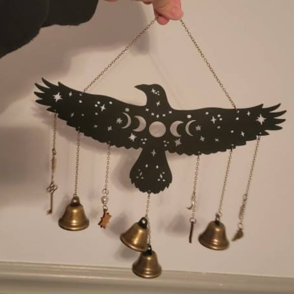 Raven Witch Bells| Wood Wall Decor Hanging |wood Wall Art | Witchy ...