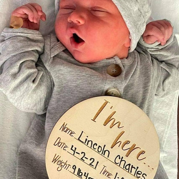 Birth Announcement Plaque | Wooden Baby Announcement | Announcement ...