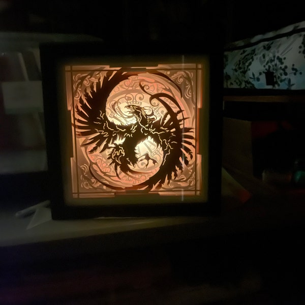 3d Phoenix Silhouette, Shadow Box Templates, Paper Cut, Files for ...