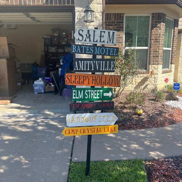Halloween Directional Sign Halloween Porch Sign Cedar Wood Lawn ...