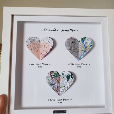Personalised Map Gift Frame. by A GIFT OF HAPPINESS. Anniversary Gift ...