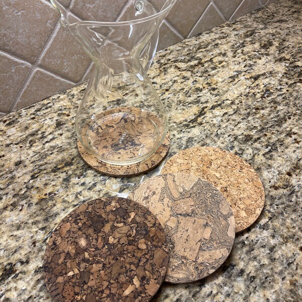 Pebble Shape Cork Coasters for Drinks, Rustic Bar Coaster Set - Etsy